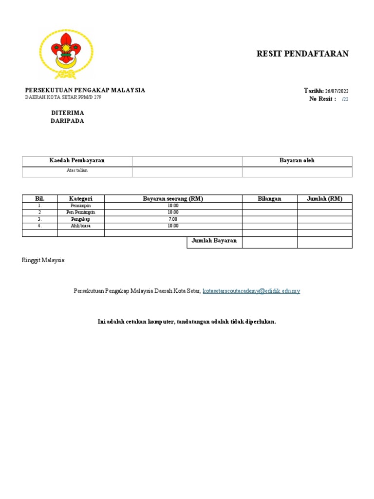 Resit Pendaftaran | PDF