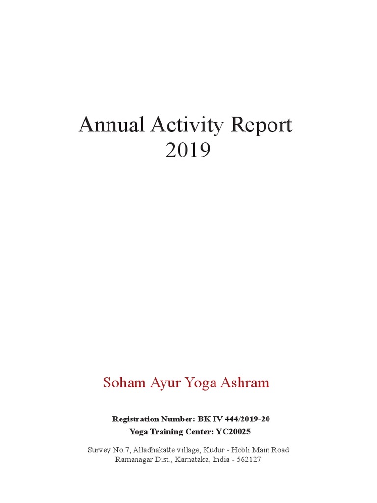 Annual Activity Report 2019: Soham Ayur Yoga Ashram | PDF | Ayurveda | Yoga