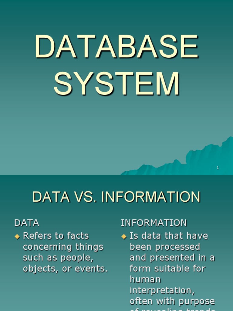 1 - Database System (Introduction) PDF | PDF | Databases | Computer File