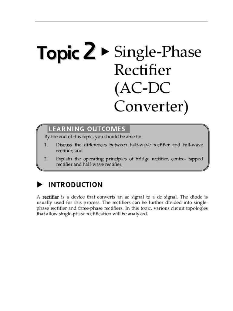 Single Phase Rectifier Pdf Rectifier Electrical Components 