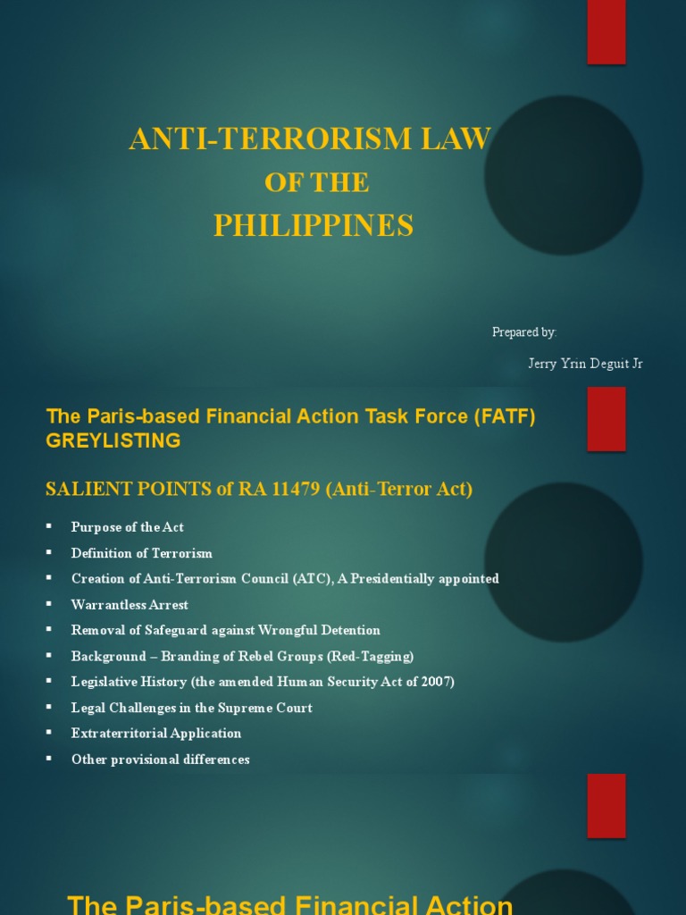 Anti-Terrorism Laws of The Philippines PDF | PDF | Money Laundering | Terrorism Financing