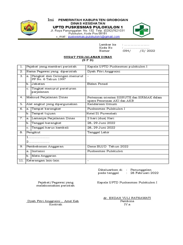 Surat Tugas Dan SPPD Bok | PDF