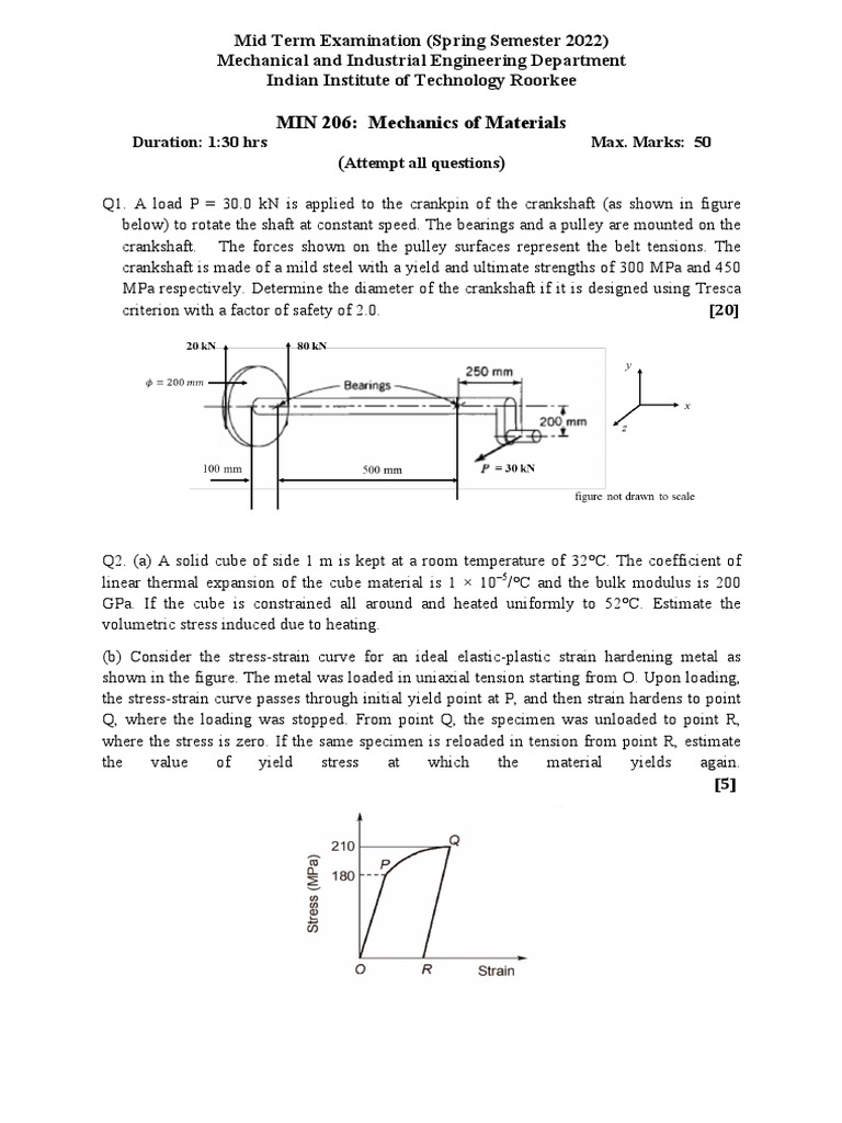 Mechanics of Materials Exam 2022 | PDF | Deformation (Engineering) | Yield (Engineering)