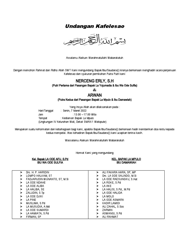Undangan Kafelesao MPULO | PDF Undangan Kafelesao MPULO | PDF