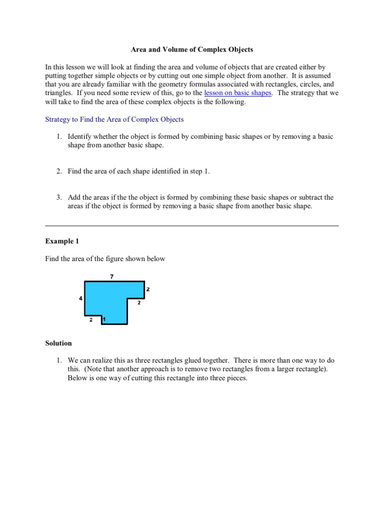 Area and Volume of Complex Objects | PDF | Area | Volume