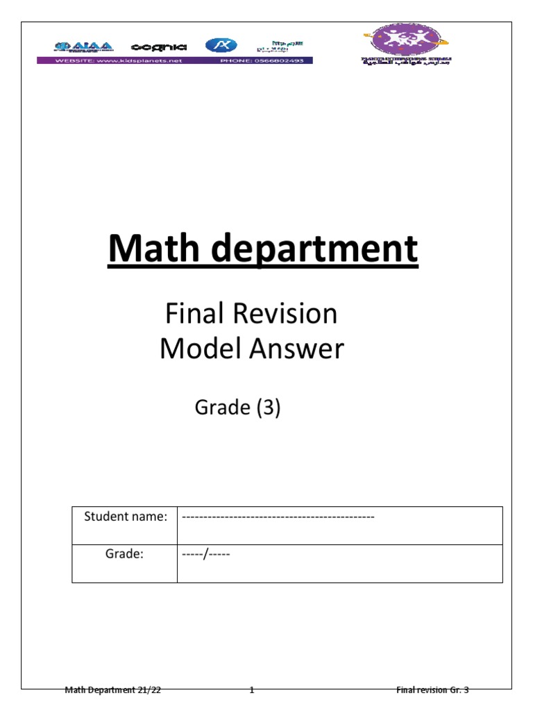 Math Gr3 Exam Revision - Model Answer | PDF | Mathematics | Applied Mathematics