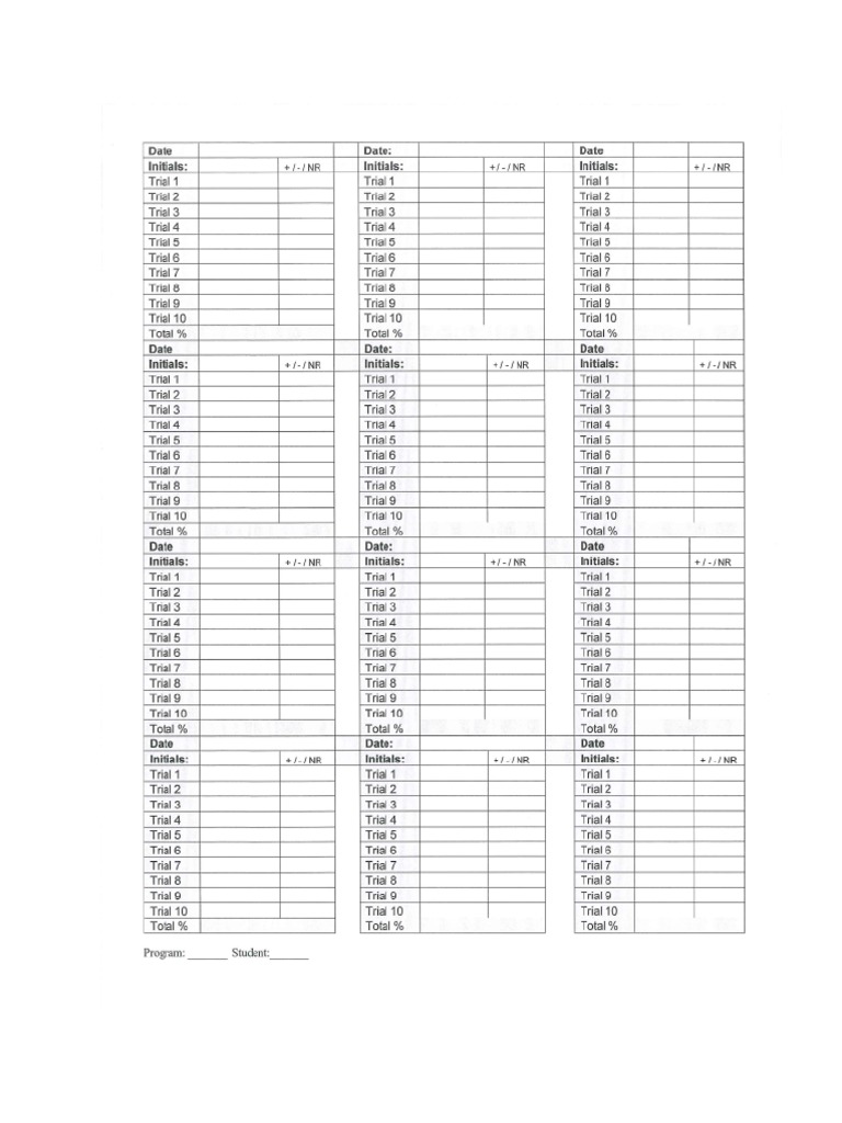 DTT Data Sheet (10 Trials) | PDF