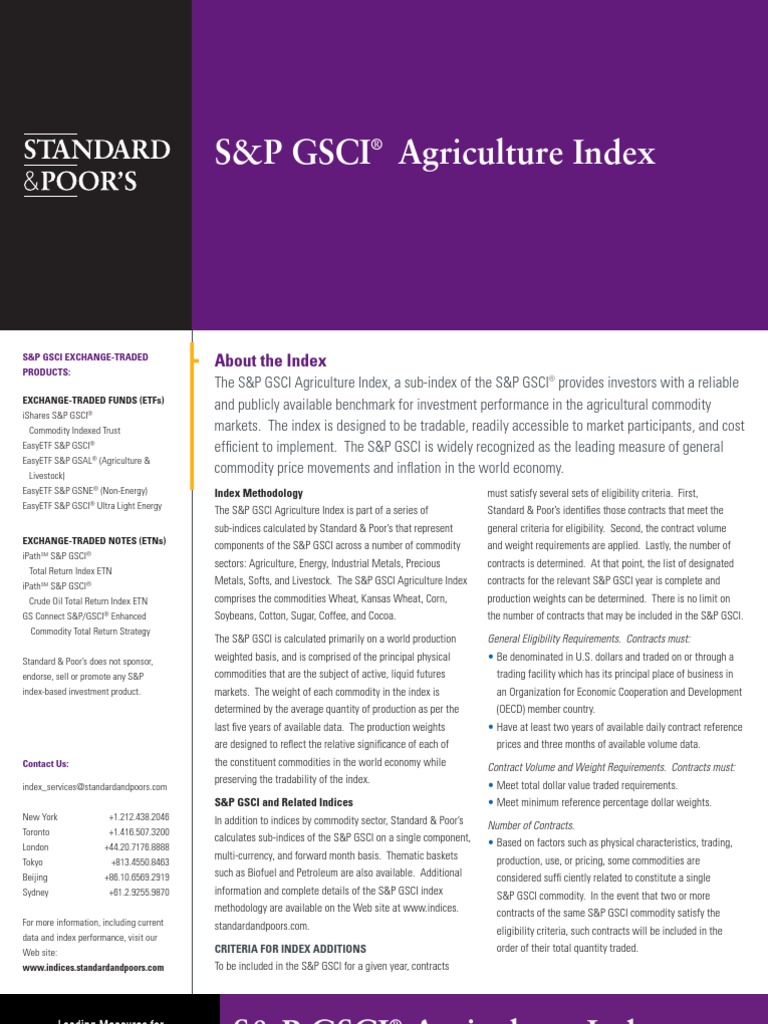 SP GSCI Agriculture Index Factsheet | PDF | Commodity Markets | Stock Market Index