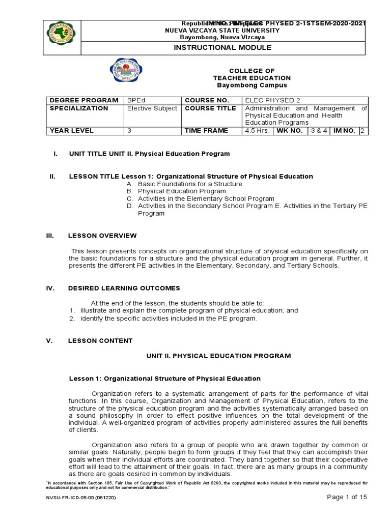 Elec Physed 2 - Module 2 - Lesson-1 Cnavalta | PDF | Physical Fitness ...