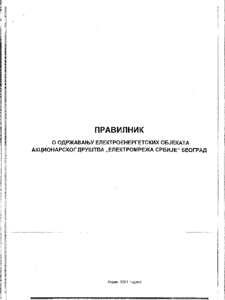 Pravilnik o Održavanju El - En.objekata | PDF