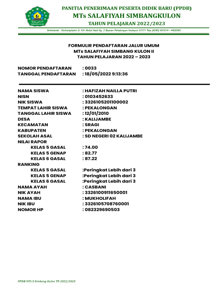 Hafizah Nailla Putri 0033 | PDF