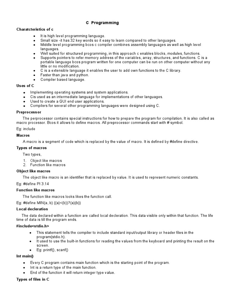 C Programming | PDF | Pointer (Computer Programming) | Macro (Computer Science)