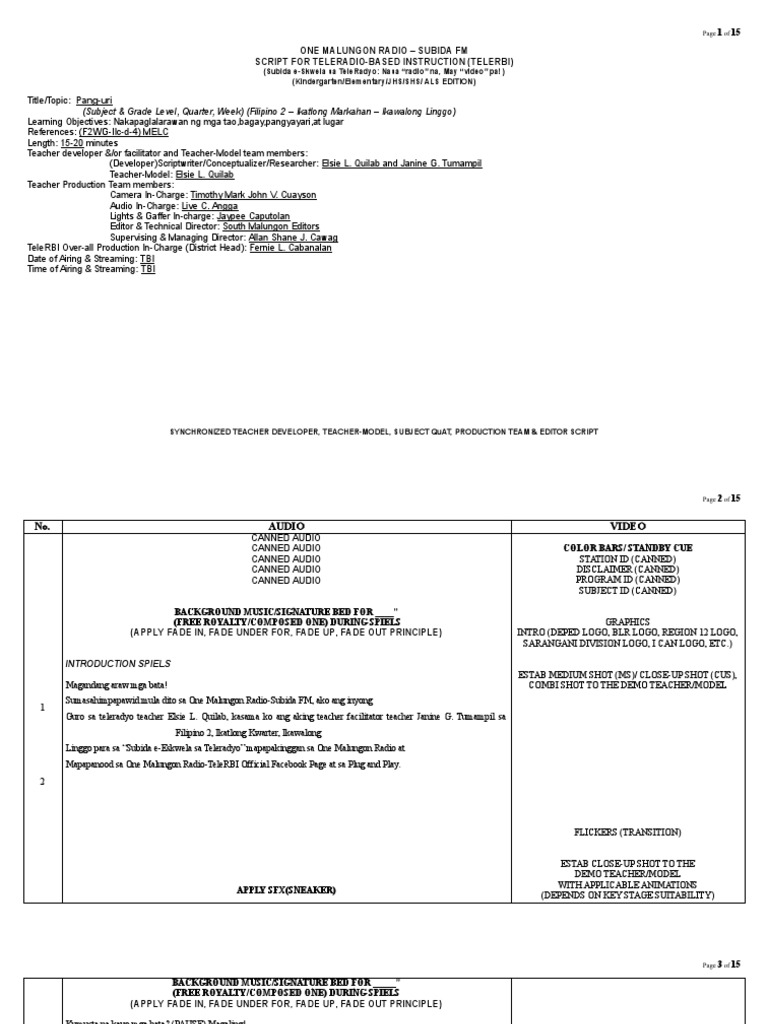 filipino 2 - week 8- script | PDF