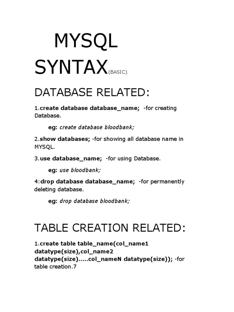 Mysql Pdf Table Database Information Retrieval