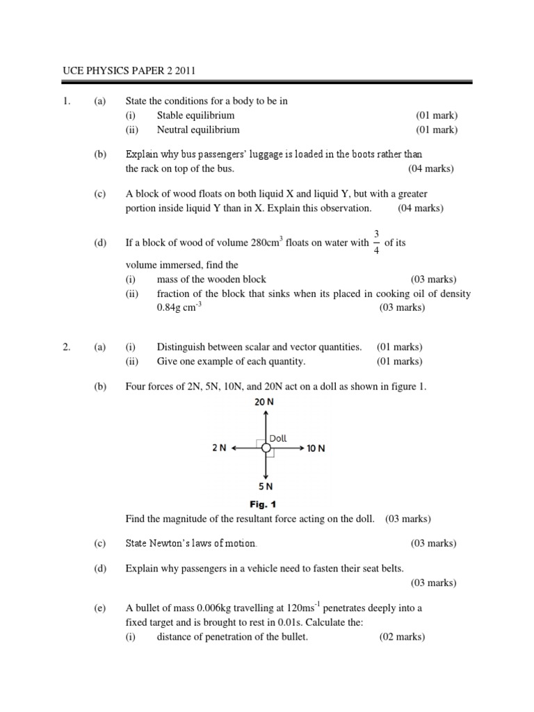 Uce Physics Paper Two 2011 | PDF | Force | Radioactive Decay