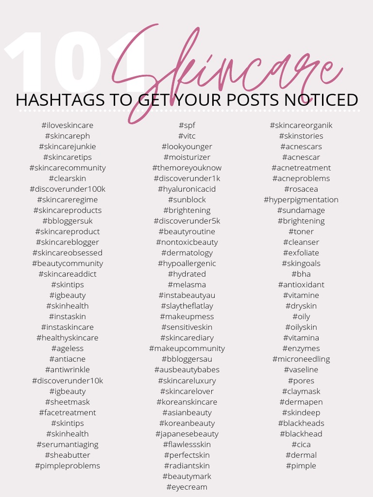 101 Skincare Hashtags | PDF