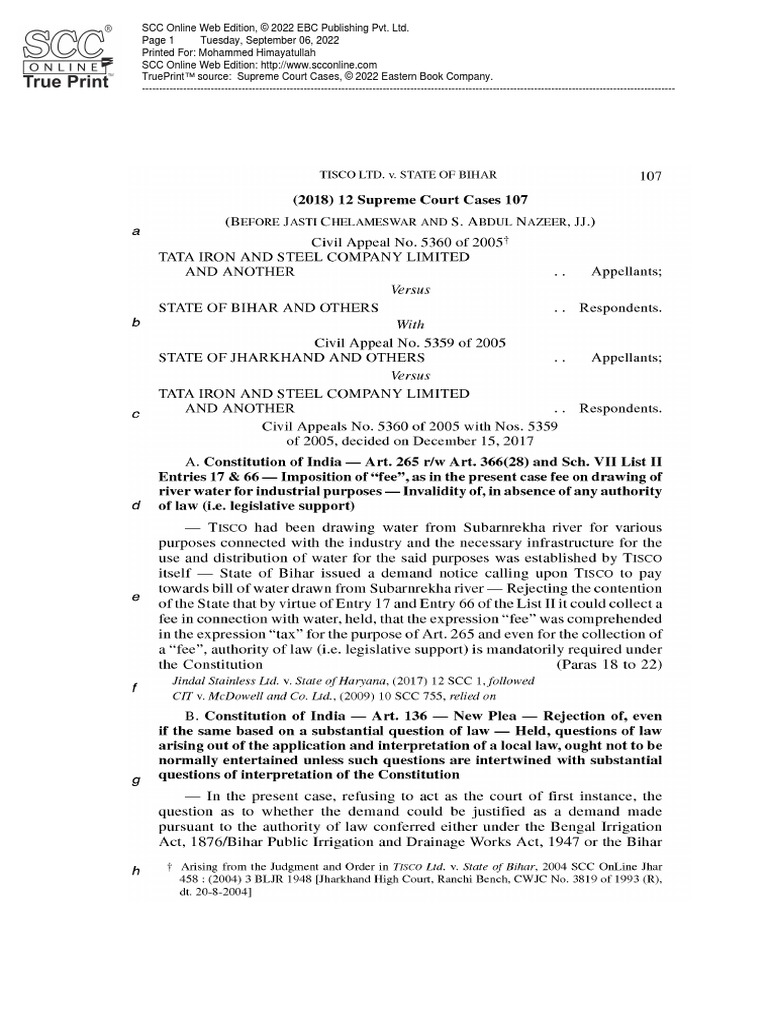TISCO Ltd. v. State of Bihar, (2018) 12 SCC 107 | PDF