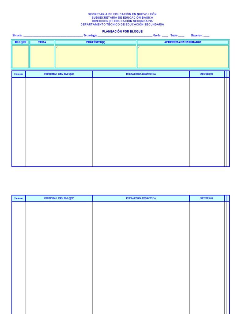 Formato de Planeación | PDF