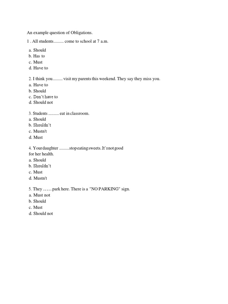 An Example Question of Obligations | PDF