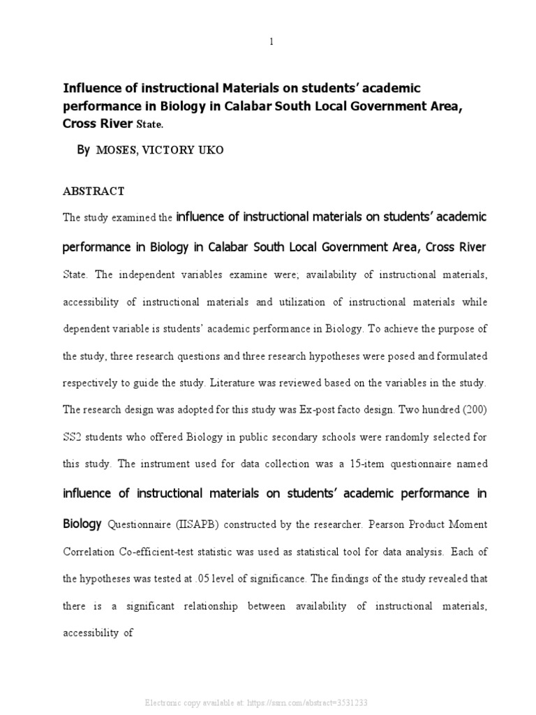 Influence of Im On Students Academic Performance | PDF | Teaching ...