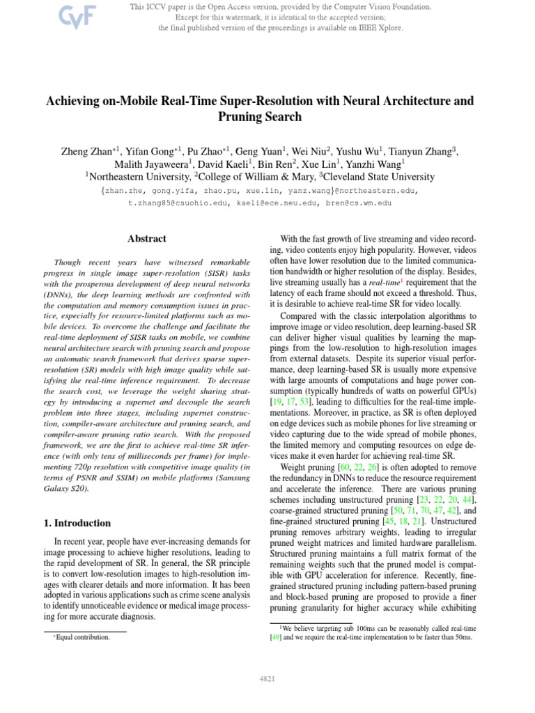 Achieving On-Mobile Real-Time Super-Resolution With Neural Architecture and Pruning Search | PDF ...