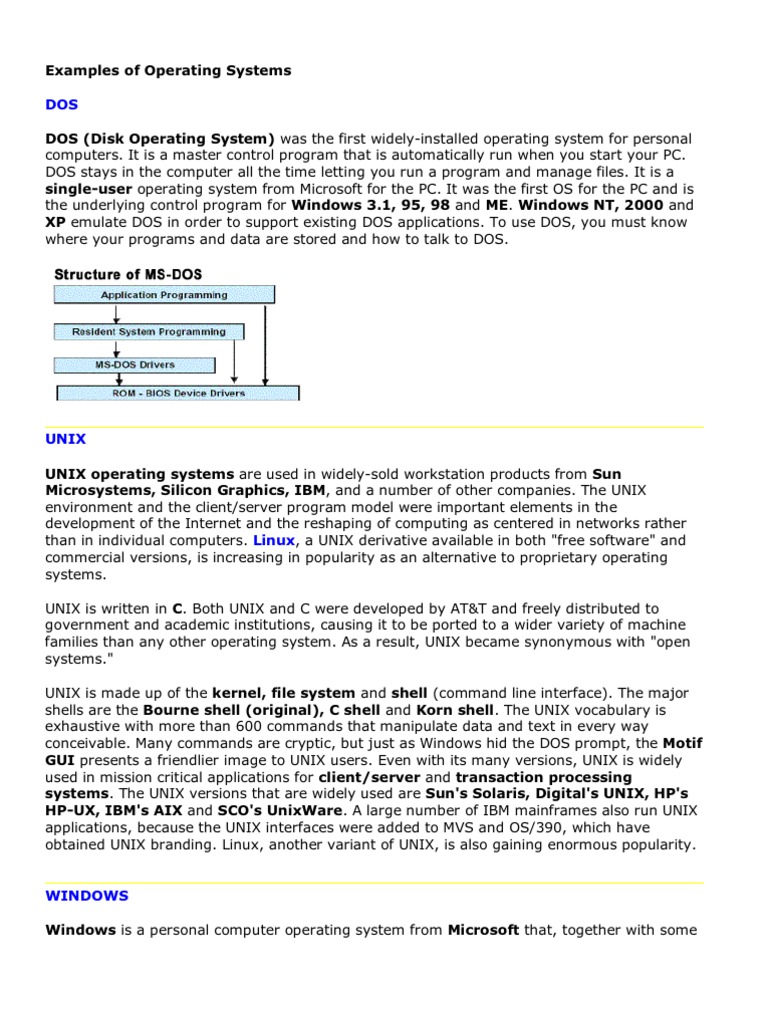Examples of Operating Systems | Download Free PDF | Operating System | Graphical User Interfaces