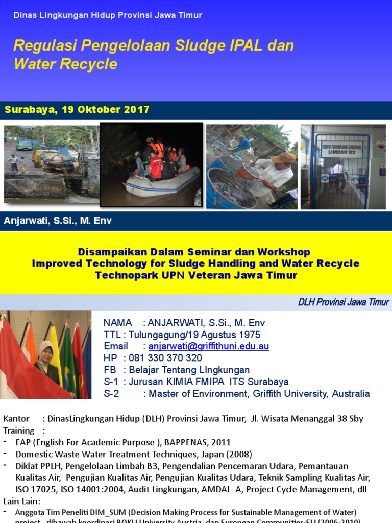 (BLH) Materi Pengelolaan Sludge IPAL Dan Water Recycle Utk UPN 2017 | PDF