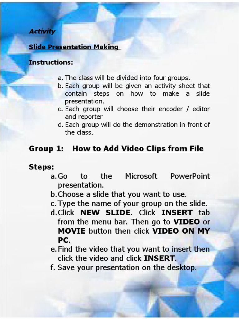 Activity Card | PDF | Microsoft Power Point | Personal Computers
