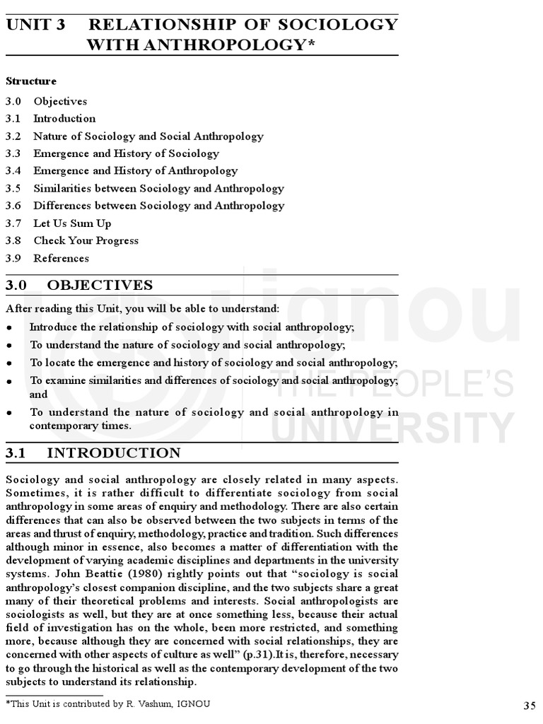 Relationship Between Sociology and Anthropology | PDF | Sociology | Anthropology