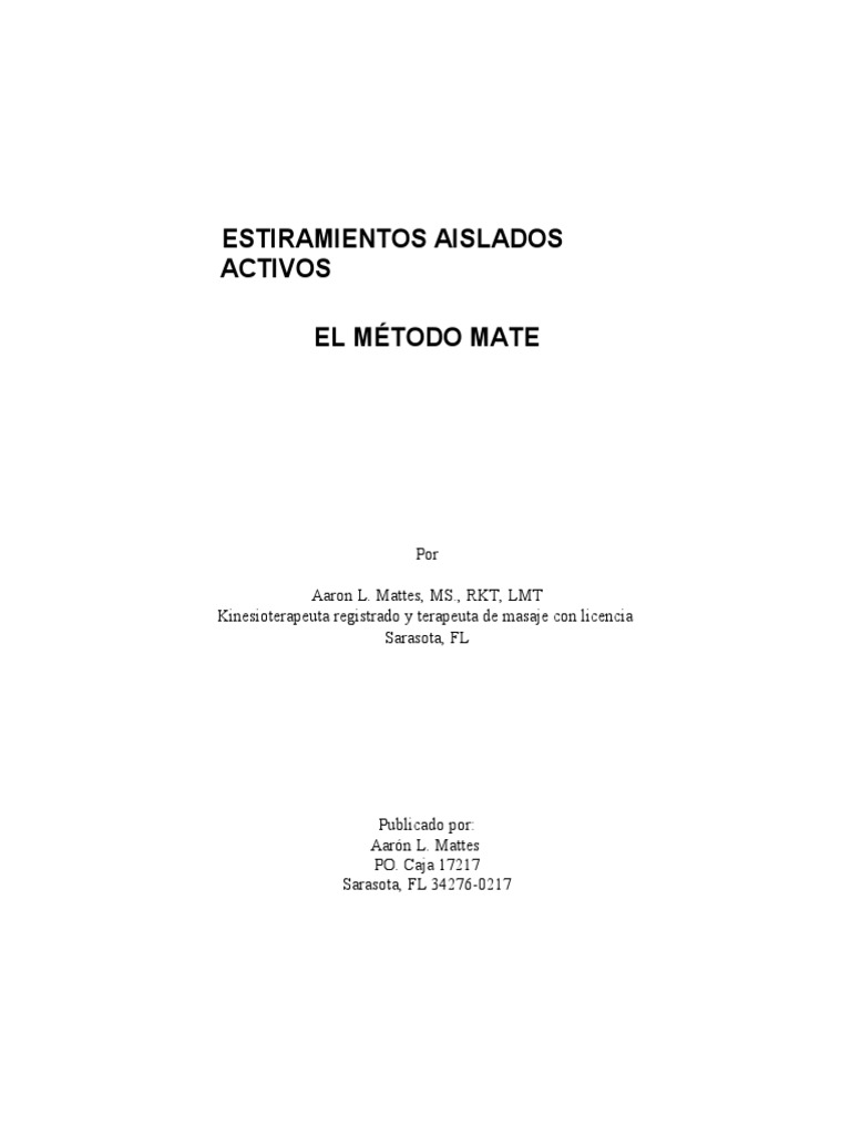 Active Isolated Stretching The Mattes Method 1 30 | PDF | Flexibilidad ...