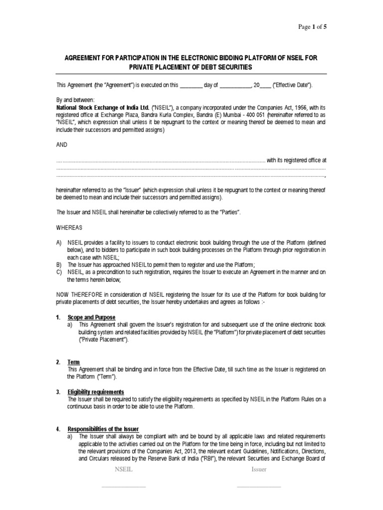 NSE-EBP - Issuer Agreement | PDF | Indemnity | Legal Liability