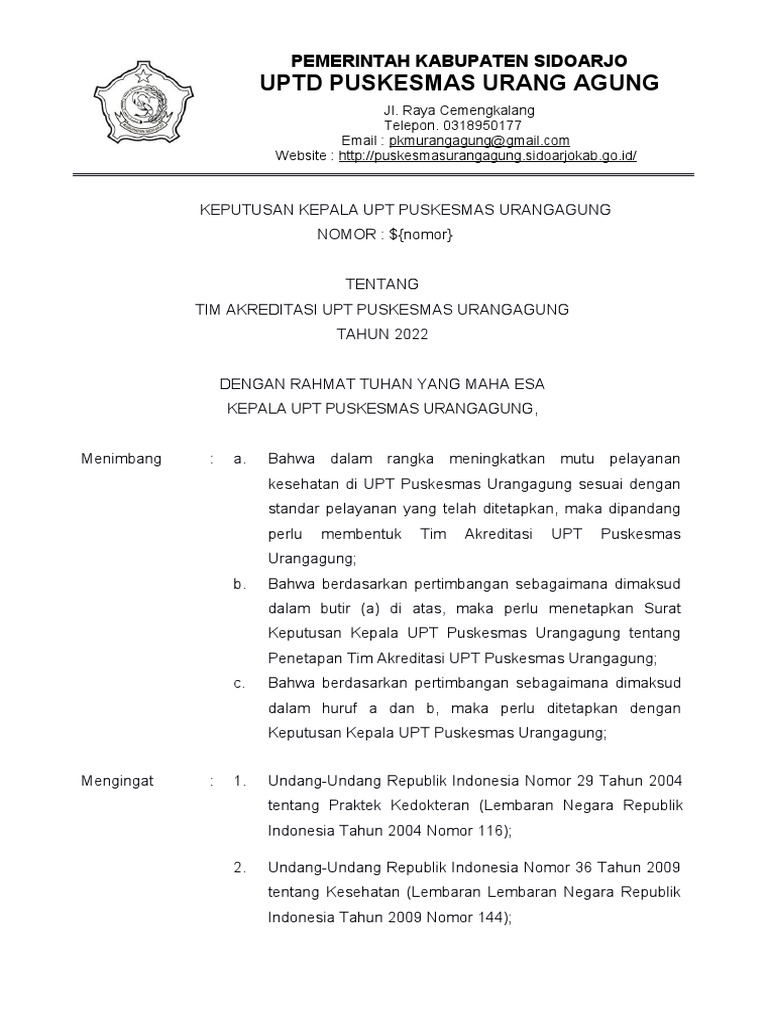 Master Tim Susunan Akreditasi | PDF