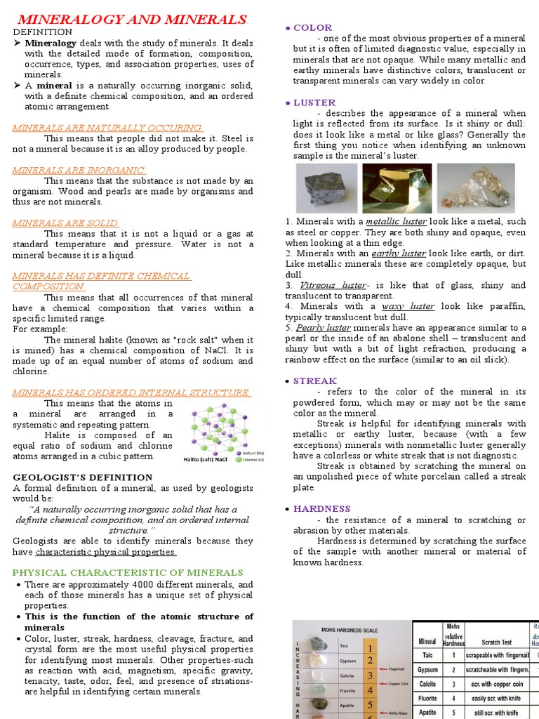 Mineralogy and Minerals | PDF | Minerals | Crystal