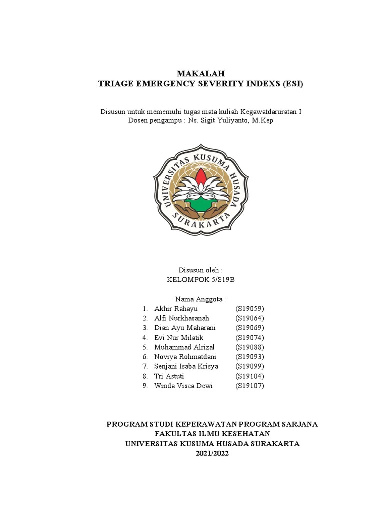 TRIAGE EMERGENCY SEVERITY INDEX (ESI): PENENTUAN PRIORITAS PASIEN DI ...