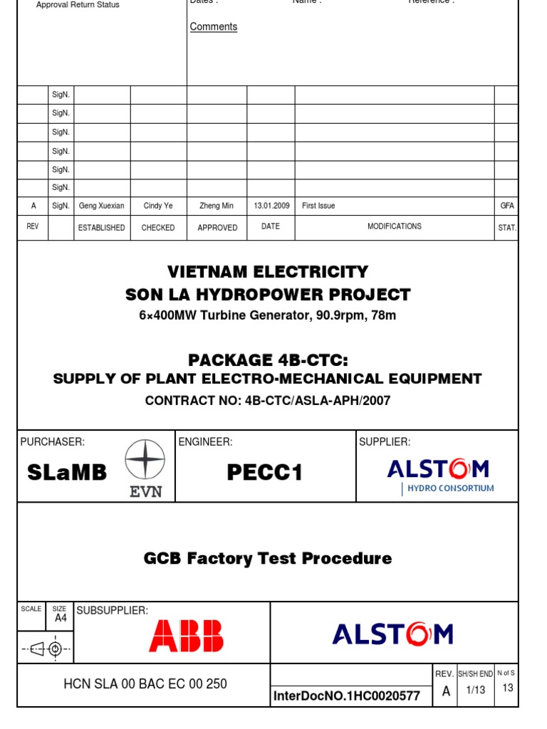 HCN Sla 00 Bac Ec 00 250-A GCB Factory Test Procedure | PDF | Insulator ...