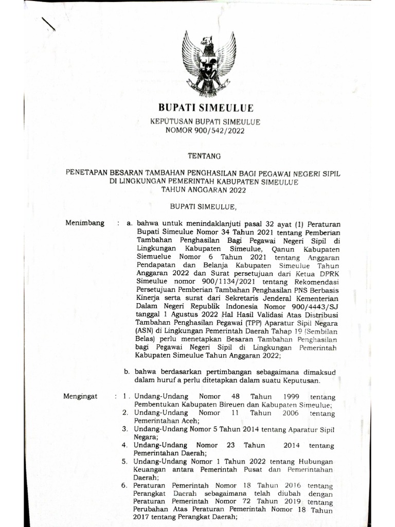 Perbup TPP Pns Berdasarkan Kinerja | PDF