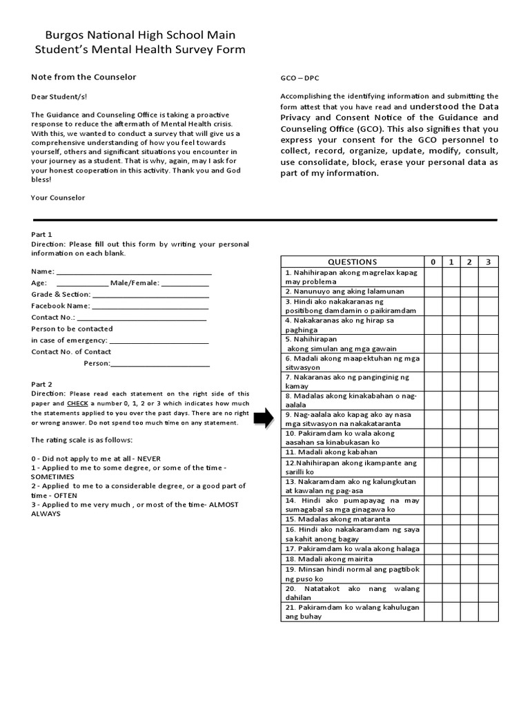 Students Mental Health Survey | PDF