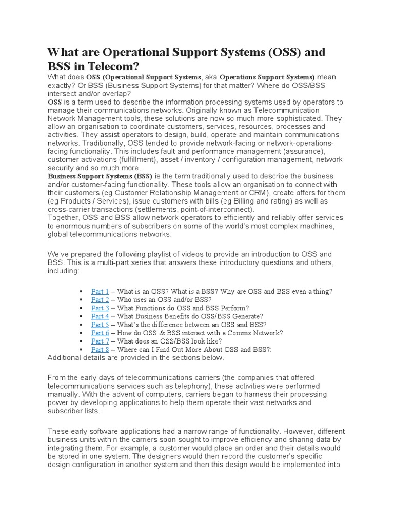 What Are Operational Support Systems | PDF | Computer Network | Computer Engineering