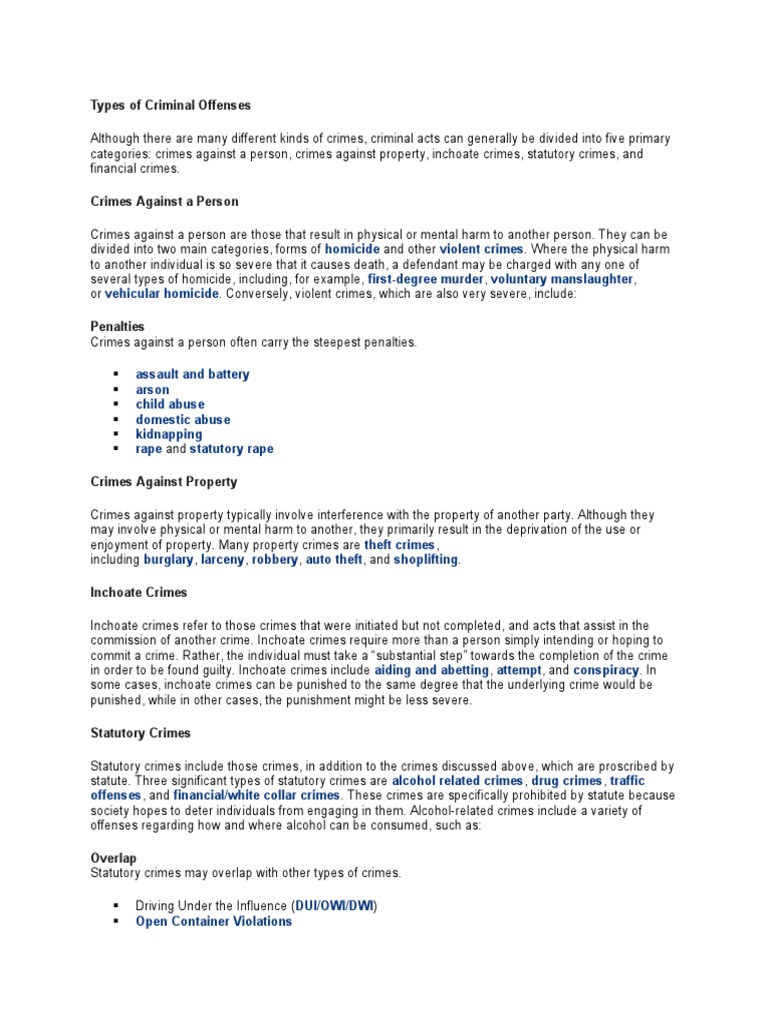 Understanding Criminal Offenses | PDF | Driving Under The Influence ...