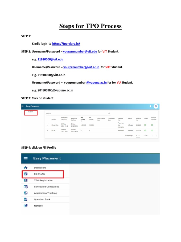 Tpo Process Manual For Students | PDF