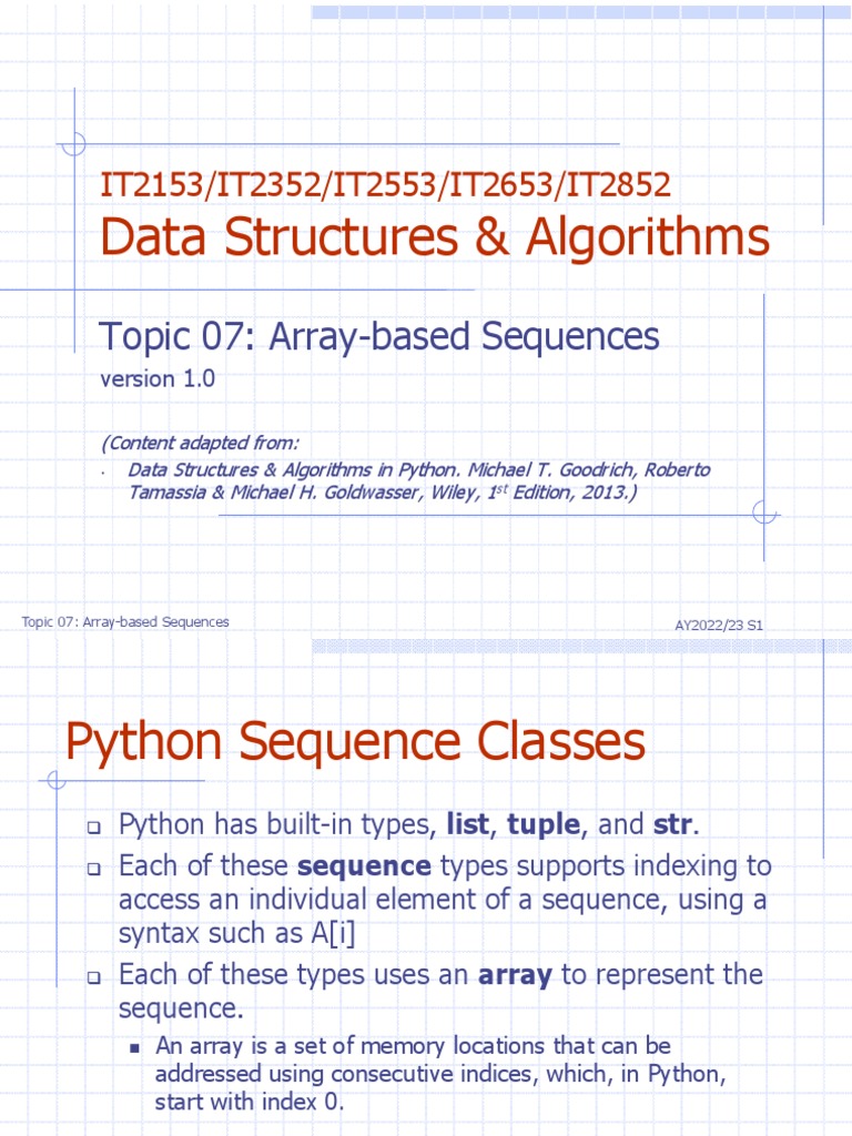 DSTR - Topic07.array Based Sequences | PDF | Array Data Structure | Computer Engineering