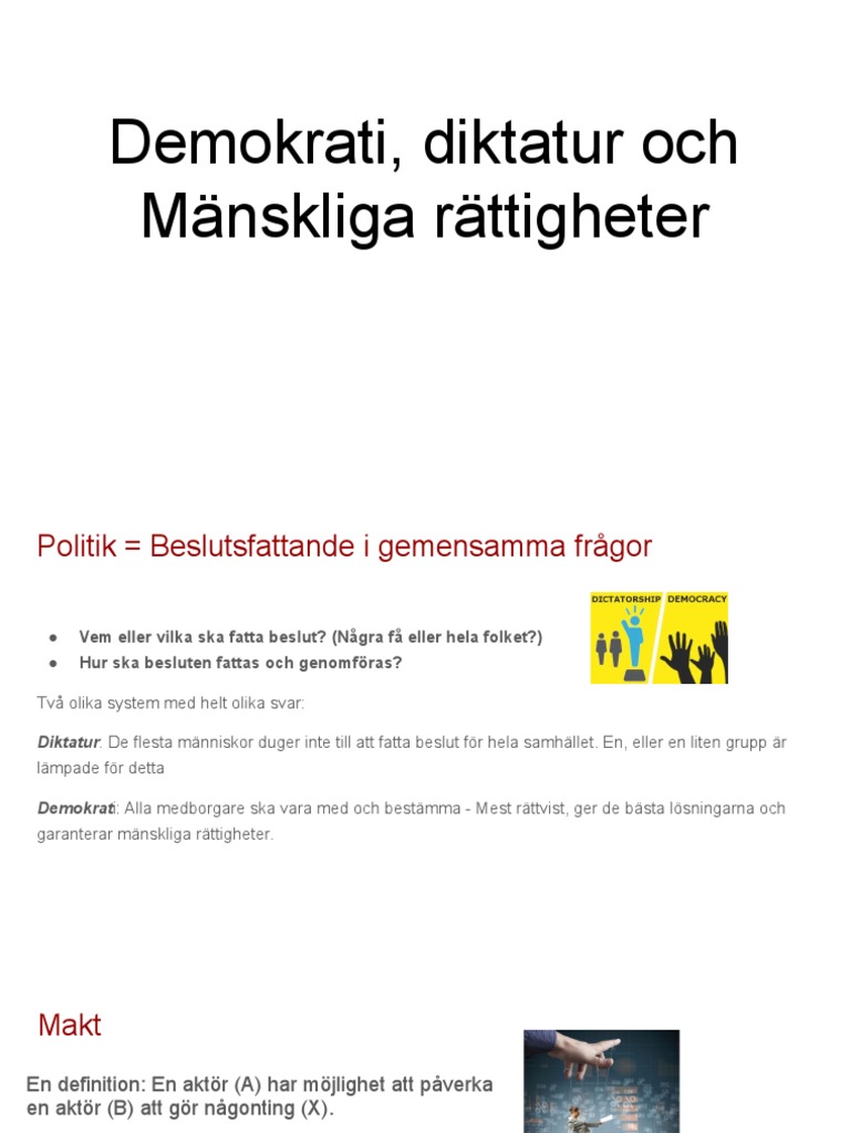 Demokrati, Diktatur Och Mänskliga Rättigheter | PDF