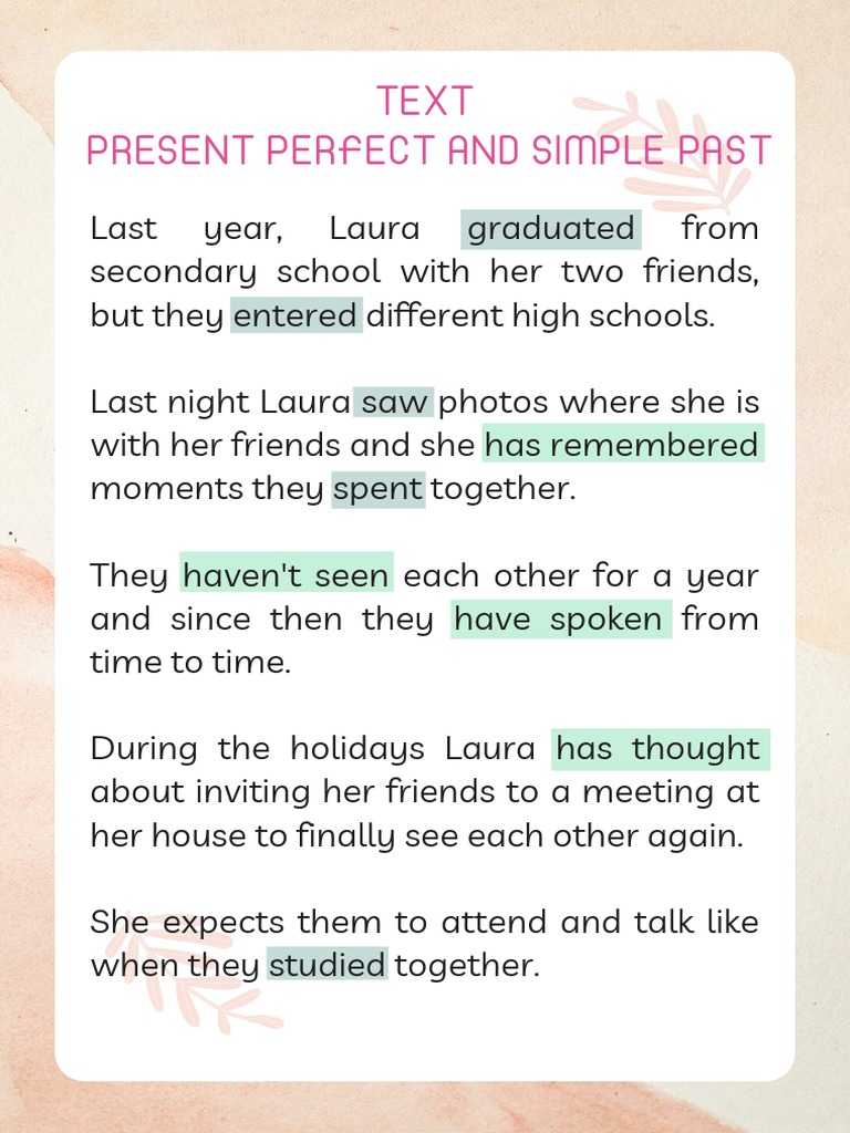 Present Perfect and Simple Past Text | PDF