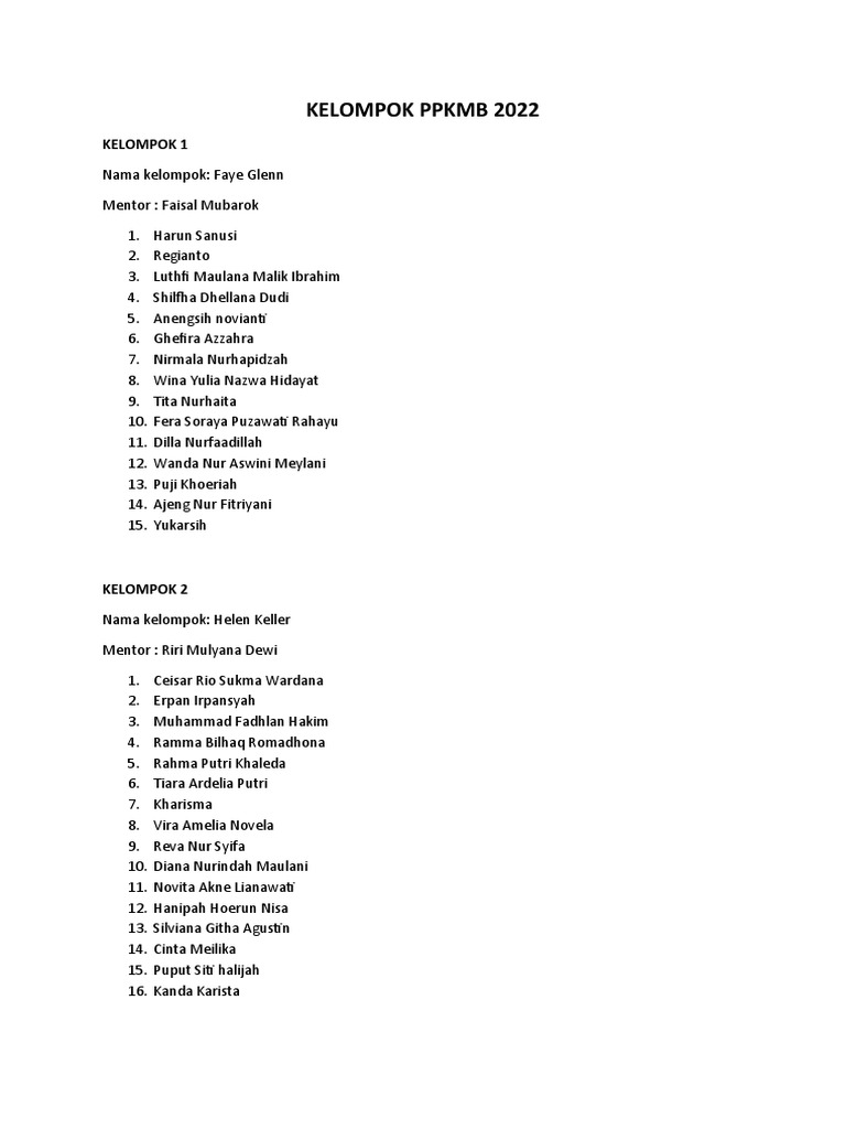 Kelompok PPKMB Fix 2022 | PDF