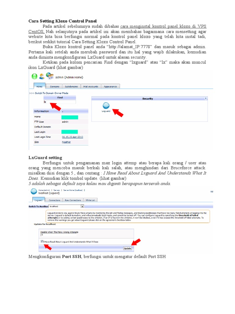 Cara Setting Kloxo Control Panel | PDF