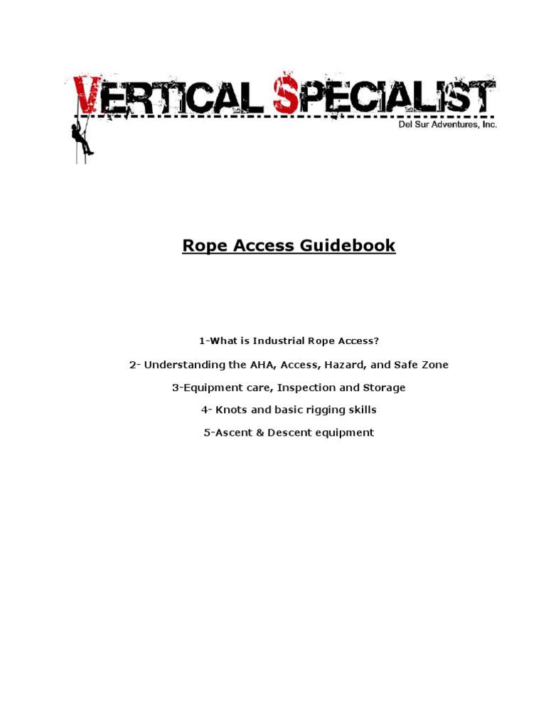 Rope Access Guide Book Vertical Specialist | PDF | Knot | Rope