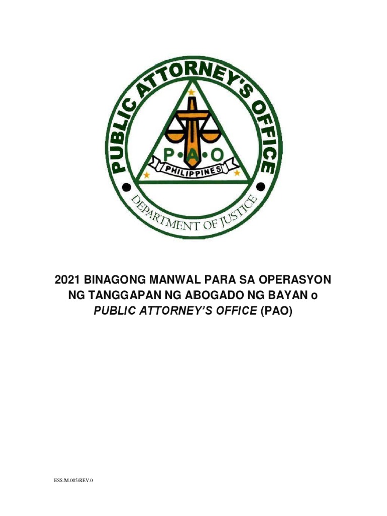 2021 Revised Pao Operations Manual - Final - Filipino Version | PDF