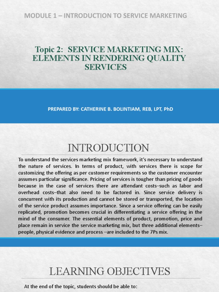 Module 1 Topic 2 in Service Marketing | PDF | Marketing | Pricing