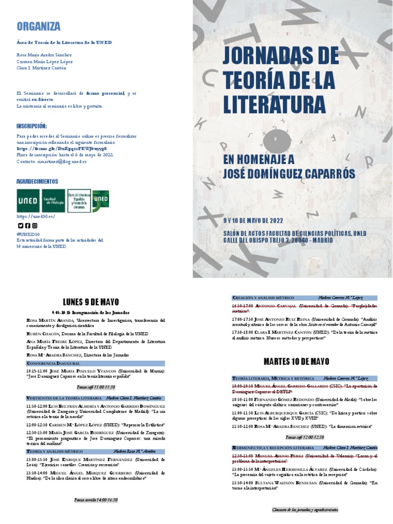 Programa_Jornadas de Teoría de la Literatura | PDF