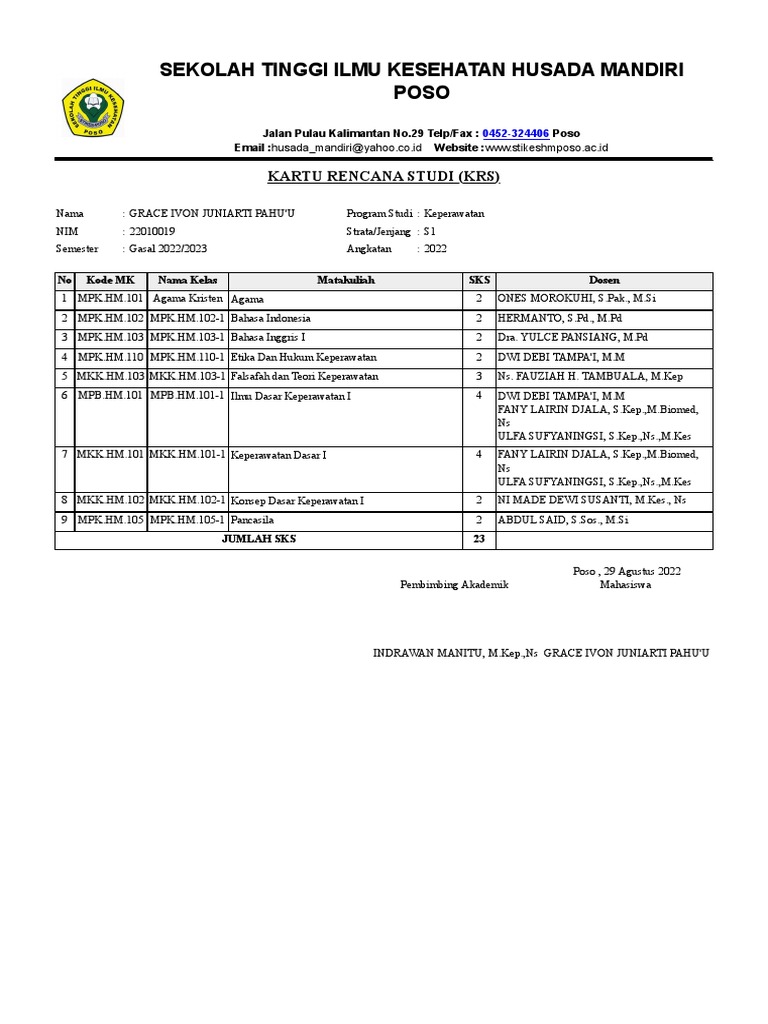 CETAK KARTU RENCANA STUDI - Portal Akademik 2 | PDF